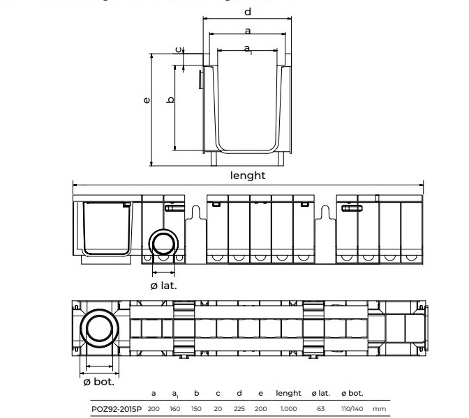 Taurus 200 Drainage Channel x 1m C250 Grating | Drainage Channel