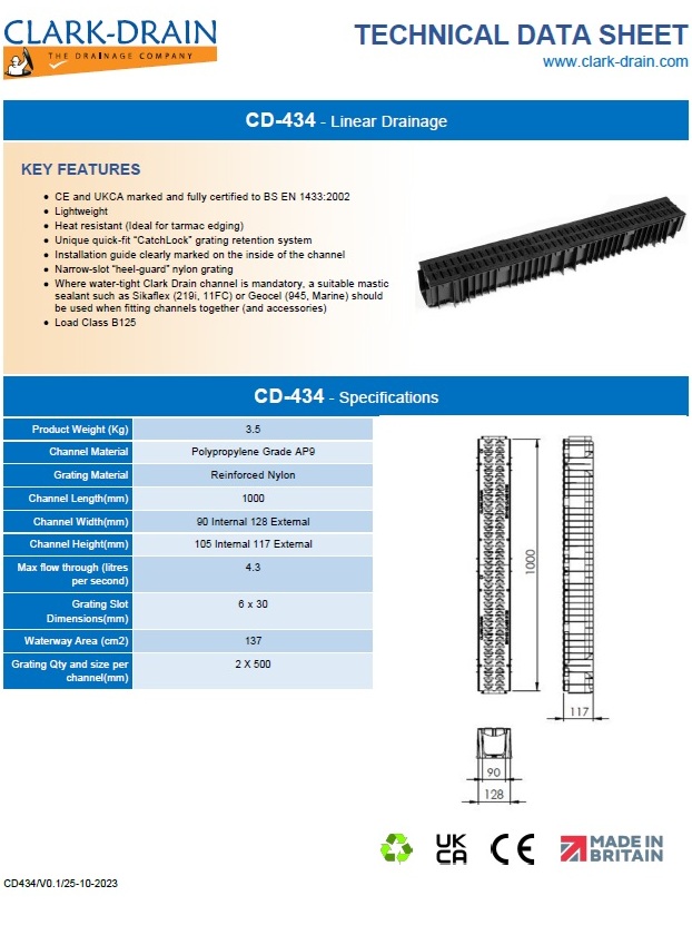 Clark-Drain B125 Drains| Drainage Channel