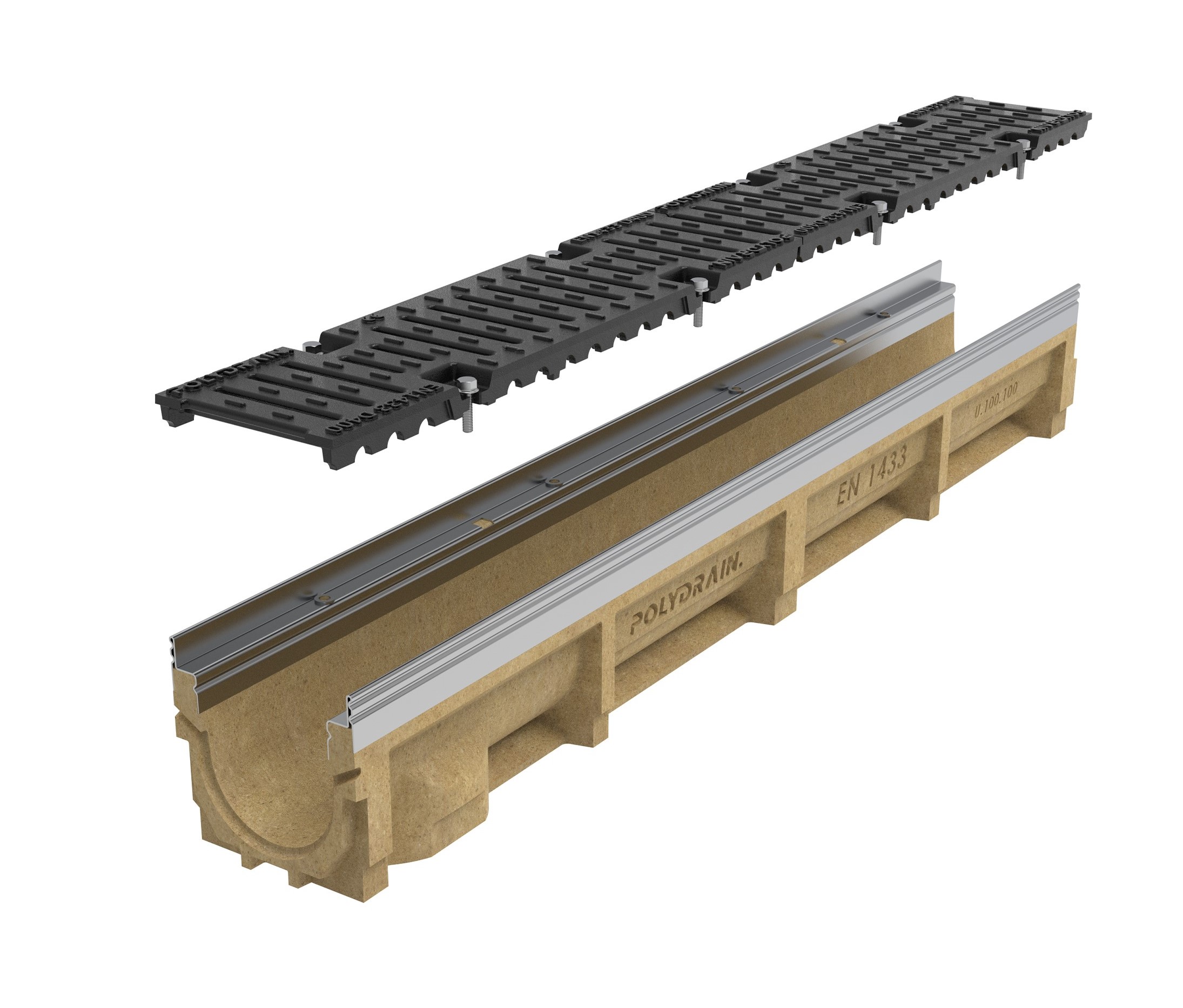 D400 Channel c/w Heelguard Ductile Iron Grating 1000L x 131W x 127H ...